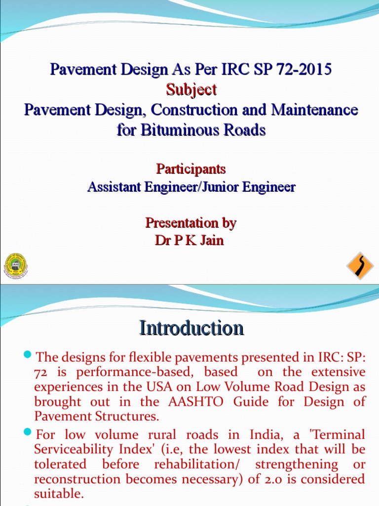 Pavement Design As Per Irc SP 72-2015 | Download Free PDF | Road ...