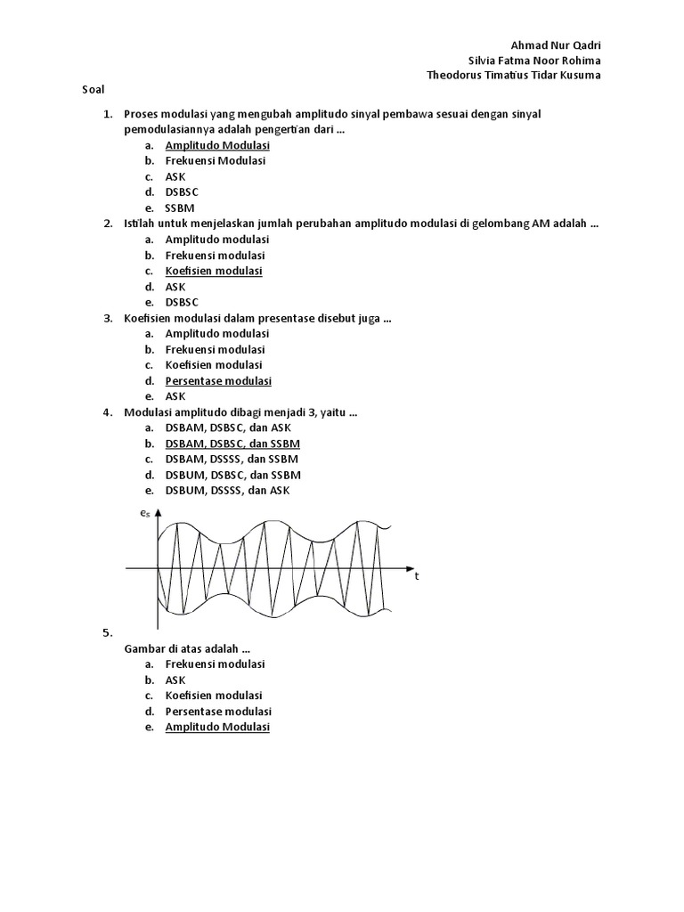 15 Soal Amplitudo Modulation AM | PDF