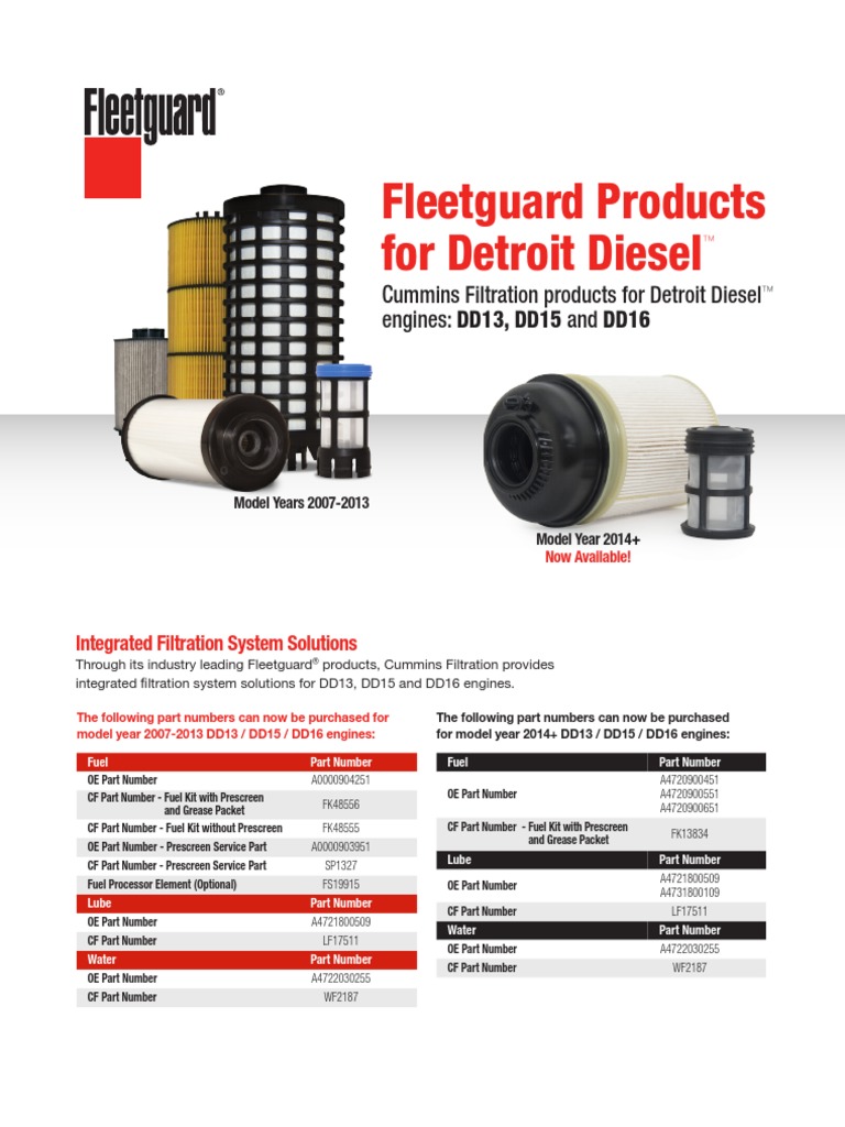 Cummins Filtration Products For Detroit Diesel Engines | PDF | Cummins ...