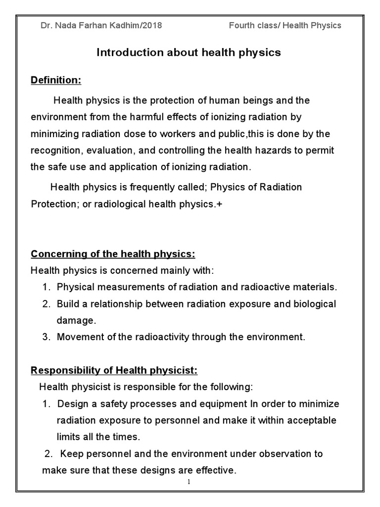 Introduction About Health Physics: Definition | PDF | Isotope ...