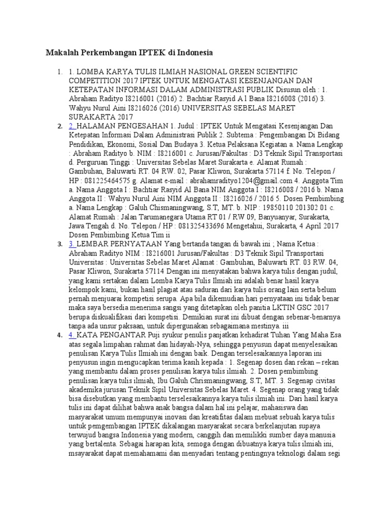 Makalah Perkembangan IPTEK Di Indonesia | PDF