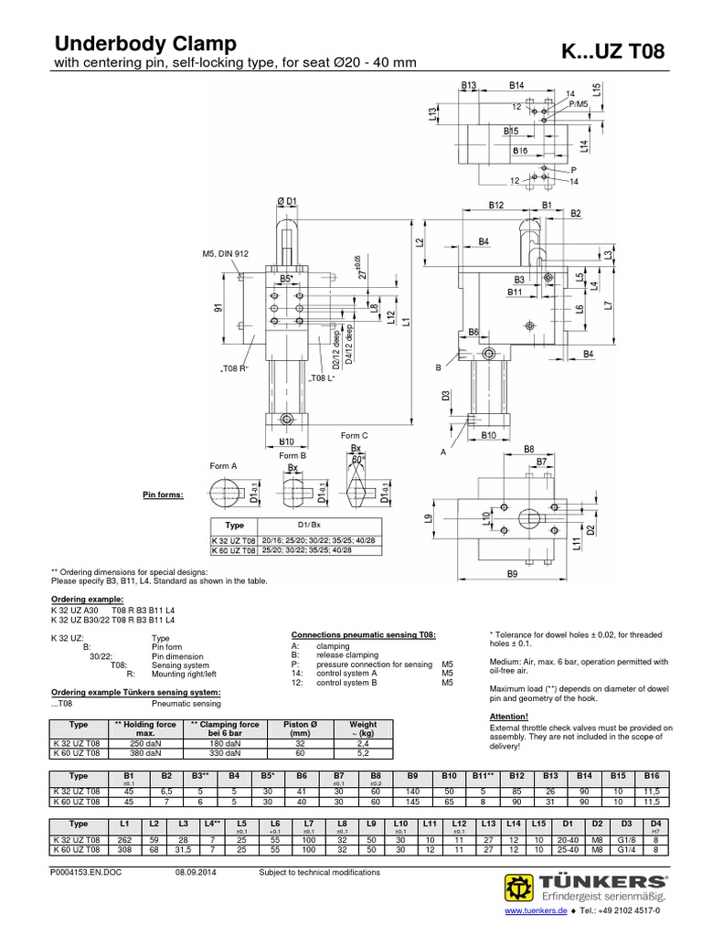 Underbody Clamp K... UZ T08: With Centering Pin, Self-Locking Type, For ...