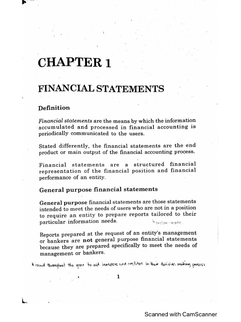 Chapter 1 Financial Statements | PDF
