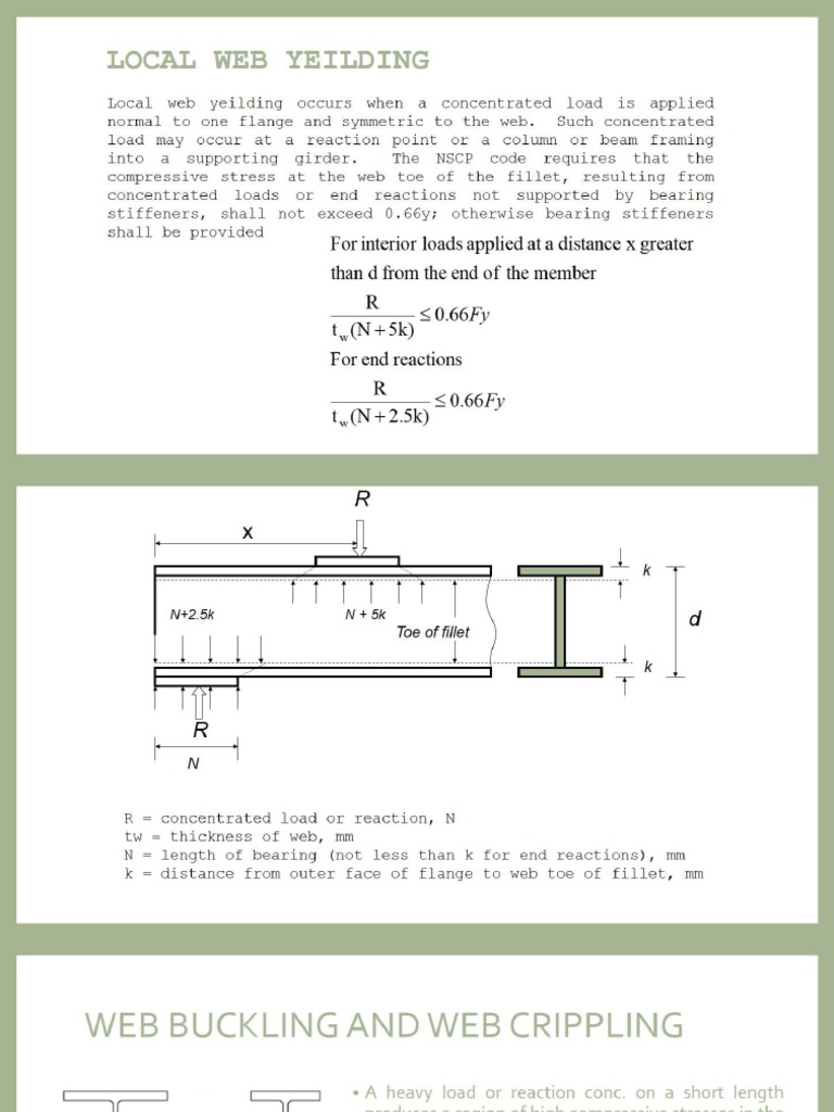 Web Yielding, Web Crippling, Beam Bearing Plate PDF | PDF