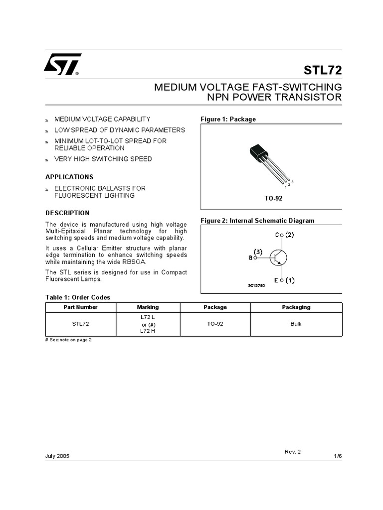Medium Voltage Fast-Switching NPN Power Transistor: Figure 1: Package ...
