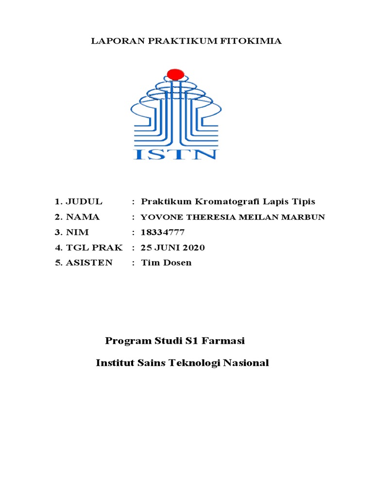 LAPORAN PRAKTIKUM FITOKIMIA Pembuatan KLT Yovone 18334777 | PDF LAPORAN PRAKTIKUM FITOKIMIA Pembuatan KLT Yovone 18334777 | PDF