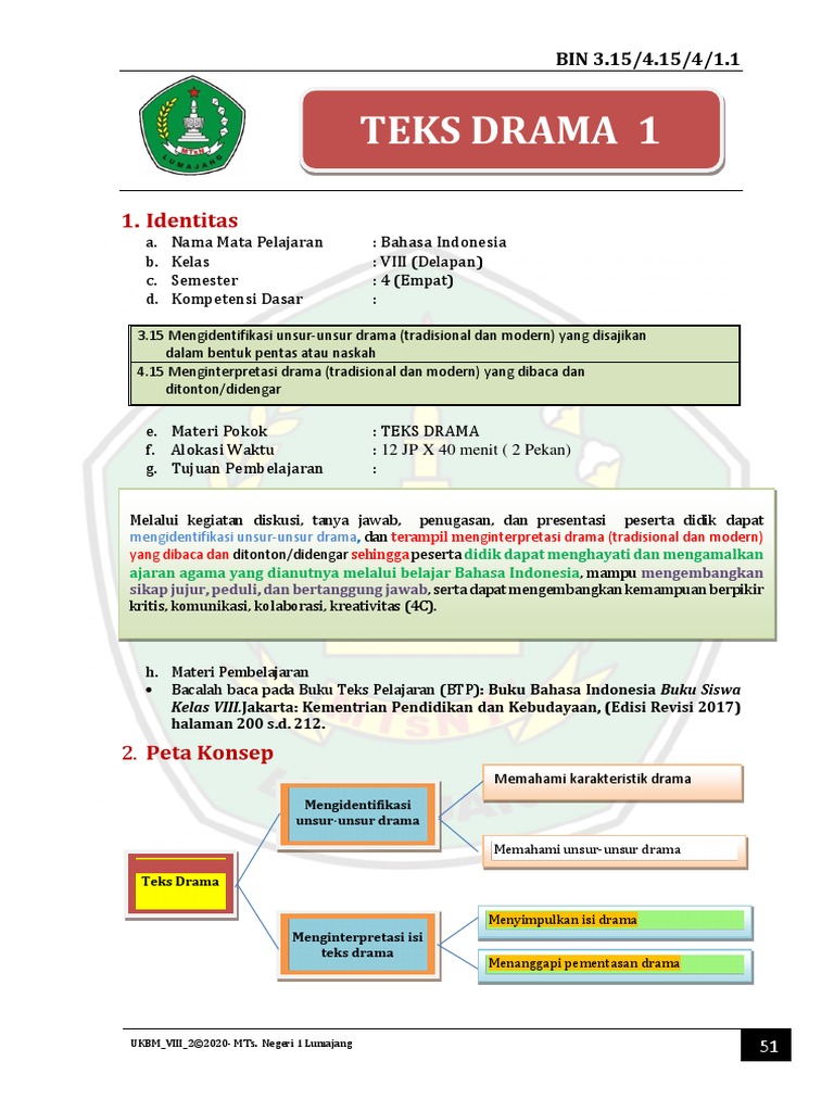 3.15 Template UKBM BIN 8 (Teks DRAMA 1) PDF | PDF