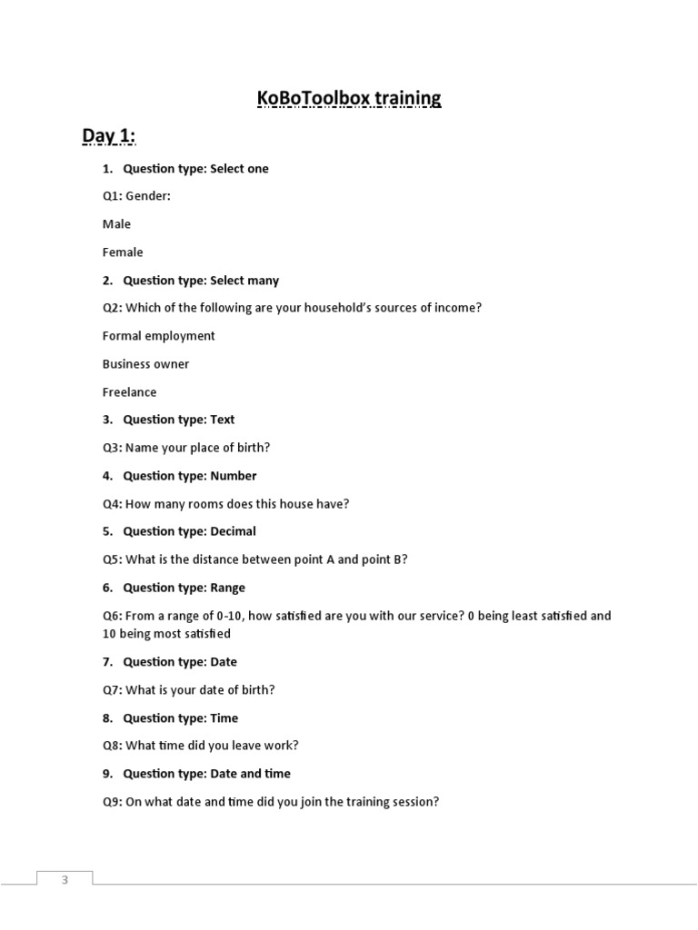 KoBoToolbox Training Day 1 | PDF | Business | Teaching Mathematics