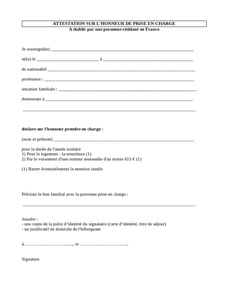 Modele Attestation de Prise en Charge | PDF