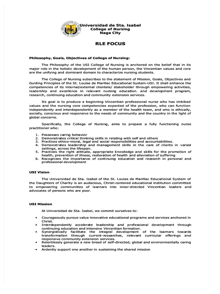 Rle Focus PDF | PDF | Nursing | Psychological Concepts