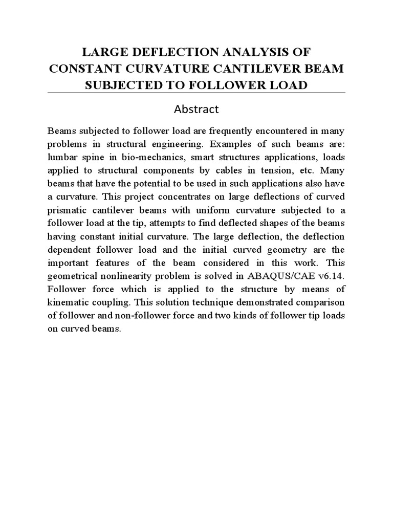 Large Deflection Analysis of Constant Curvature Cantilever Beam ...