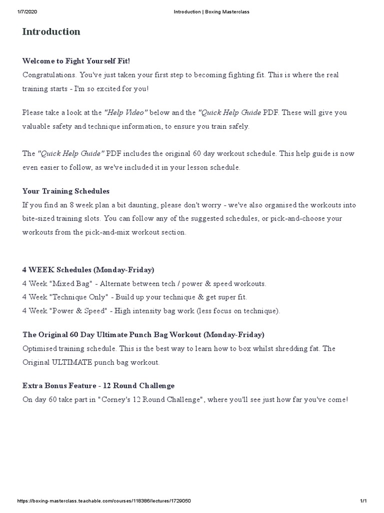 Introduction - Boxing Masterclass | PDF