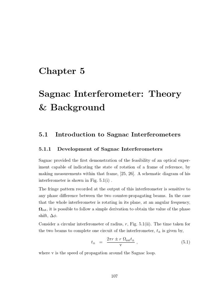 Sagnac Interferometer: Theory & Background: 5.1 Introduction To Sagnac ...