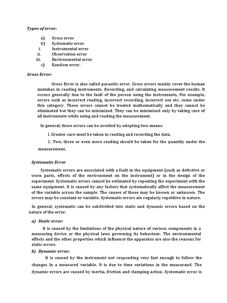 Errors in Measurement | Download Free PDF | Observational Error ...
