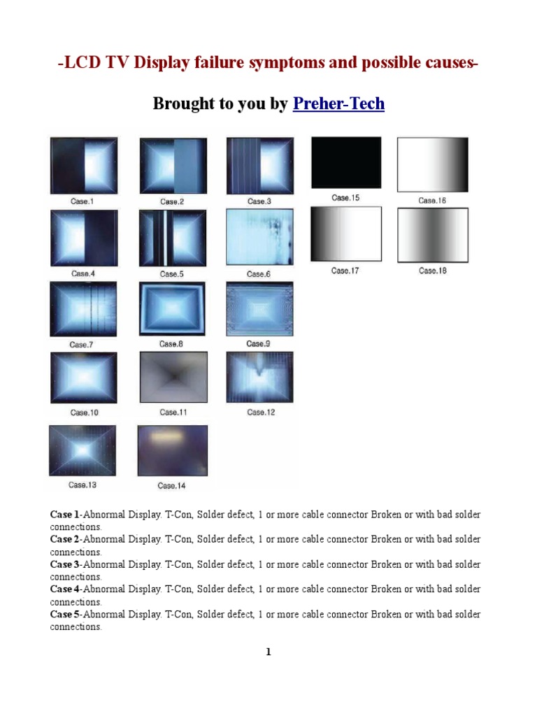 LCD TV Display Failure Symptoms and Possible Causes | PDF | Power ...
