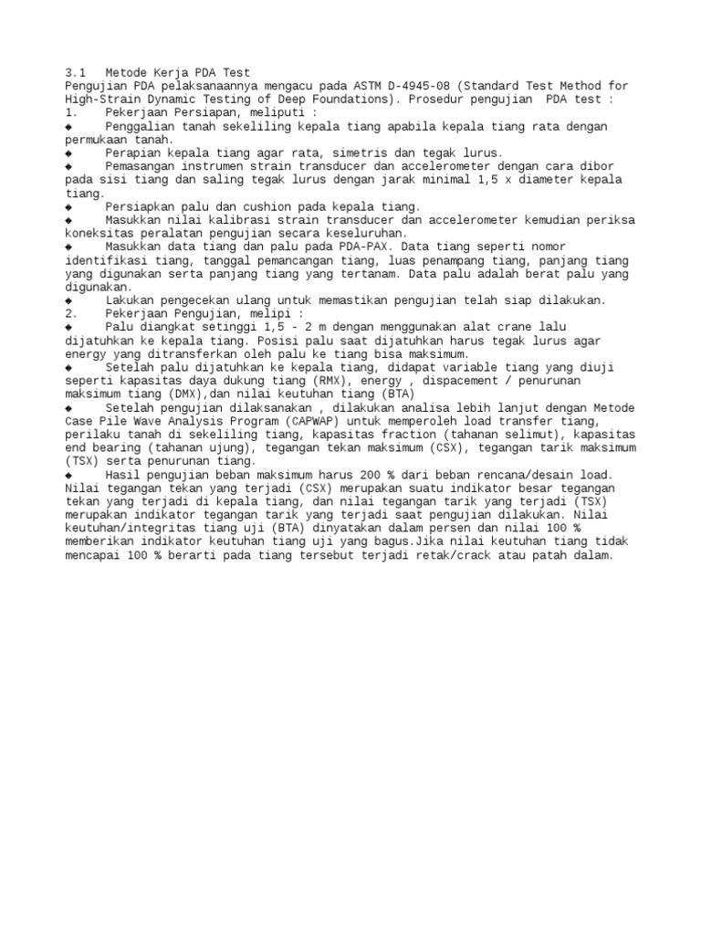Metode Kerja PDA Test | PDF