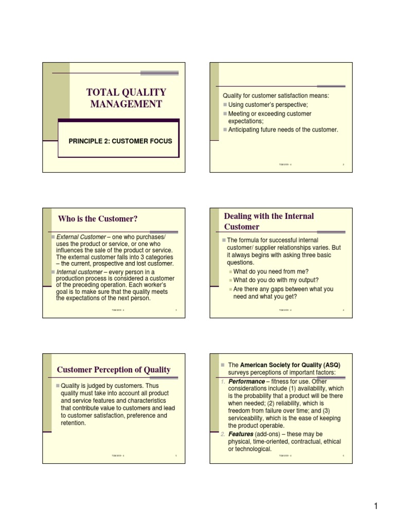 Customer Focus in Total Quality Management | PDF | Employee Retention ...