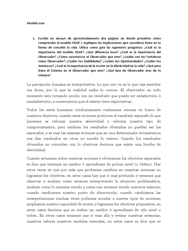 Modelo Osar | PDF | Comportamiento | Aprendizaje