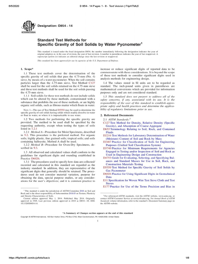 Astm D854-14 | PDF