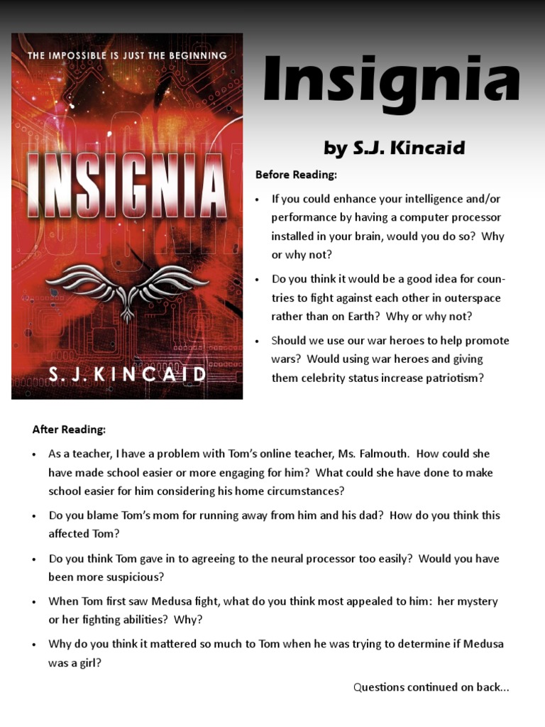 Insignia: by S.J. Kincaid | PDF | Hero | Unrest