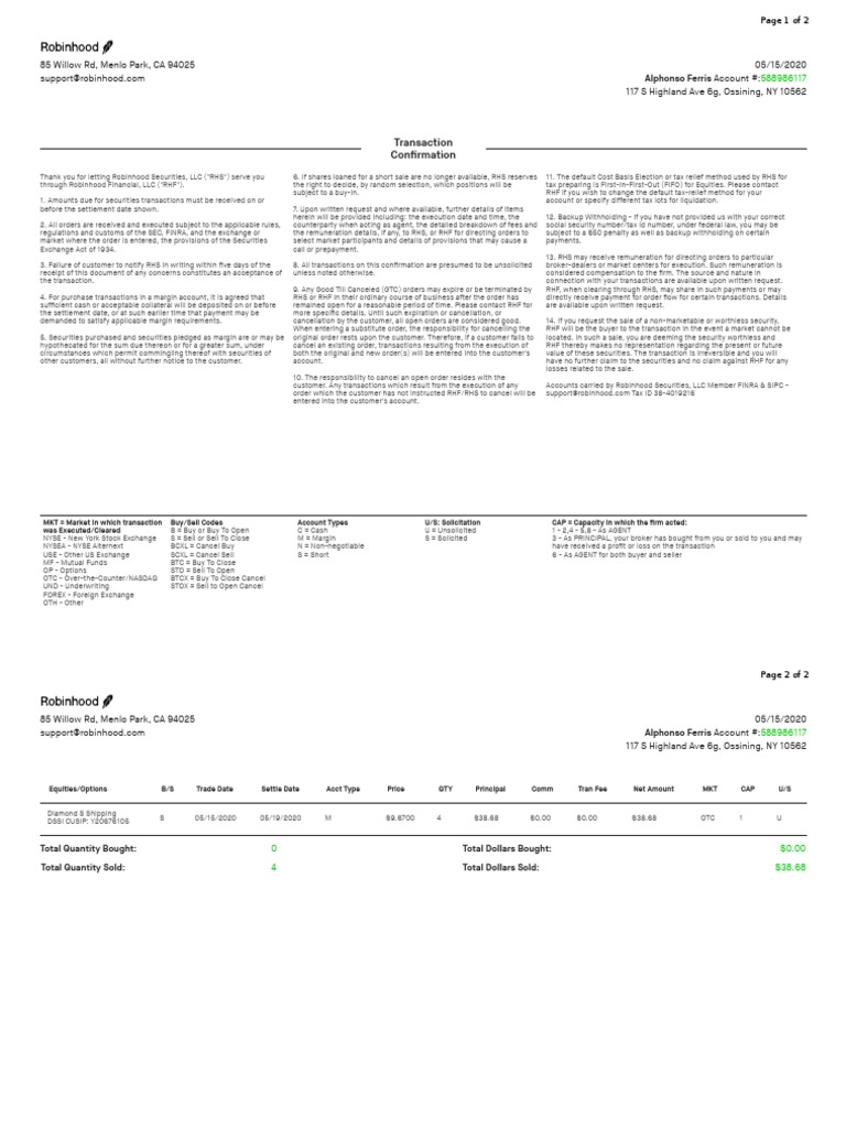 Transaction Confirmation | PDF | Margin (Finance) | Securities (Finance)