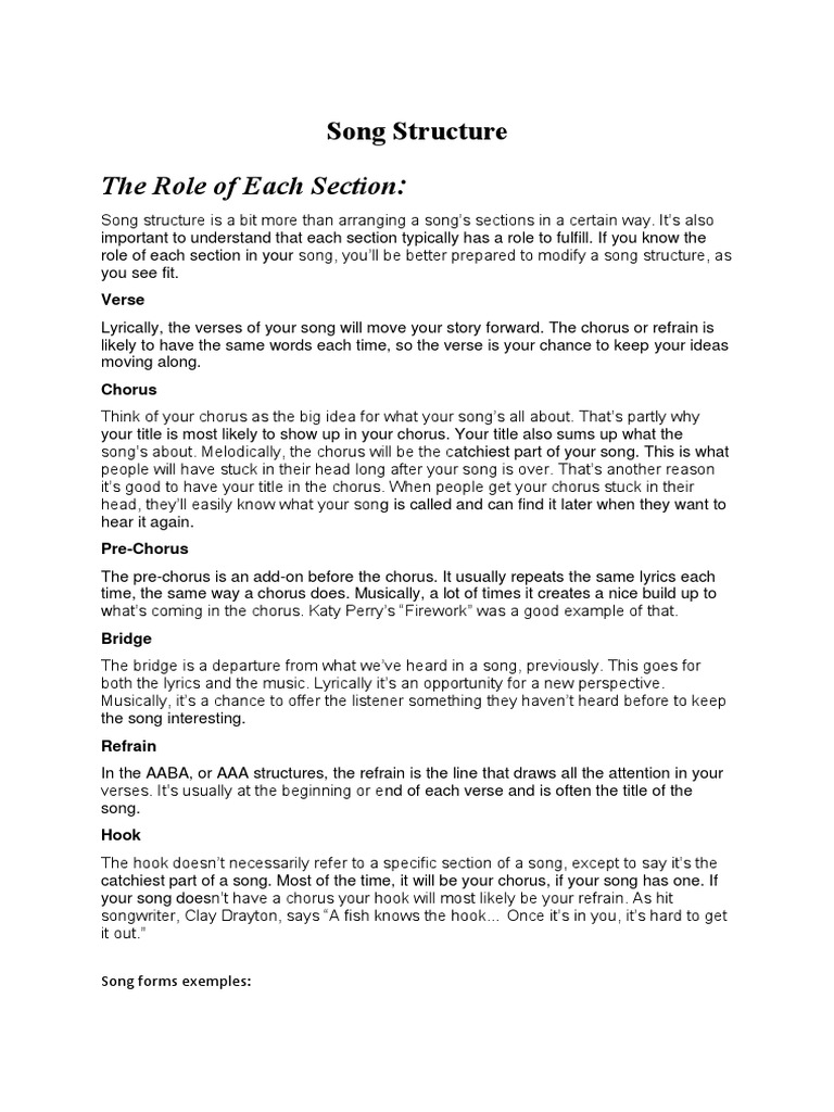 Understanding the Roles and Structures of Song Sections | PDF | Refrain ...