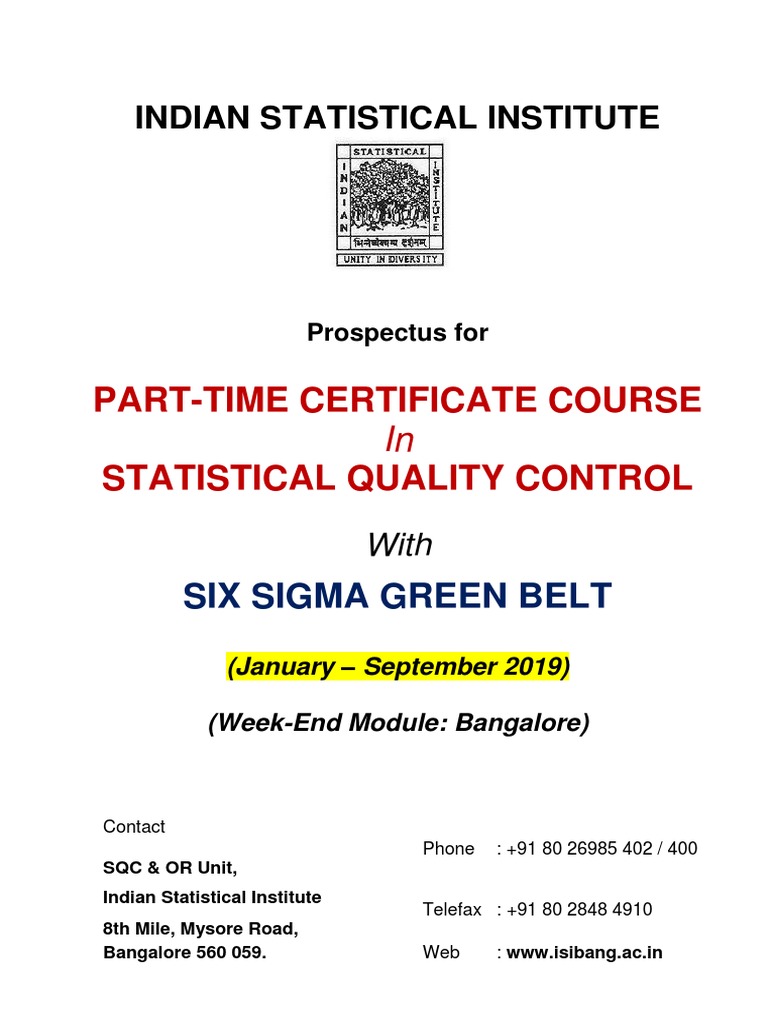 Indian Statistical Institute: Part-Time Certificate Course Statistical ...