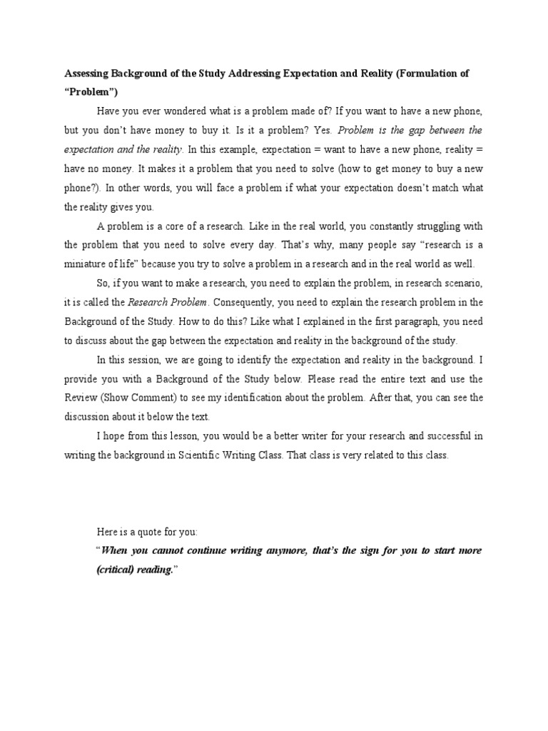 Expectation and Reality Explanation | PDF | Educational Assessment ...