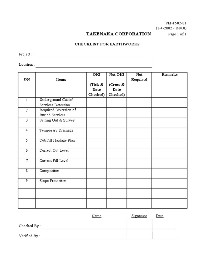 Takenaka Corporation: Checklist For Earthworks | PDF | Deep Foundation ...