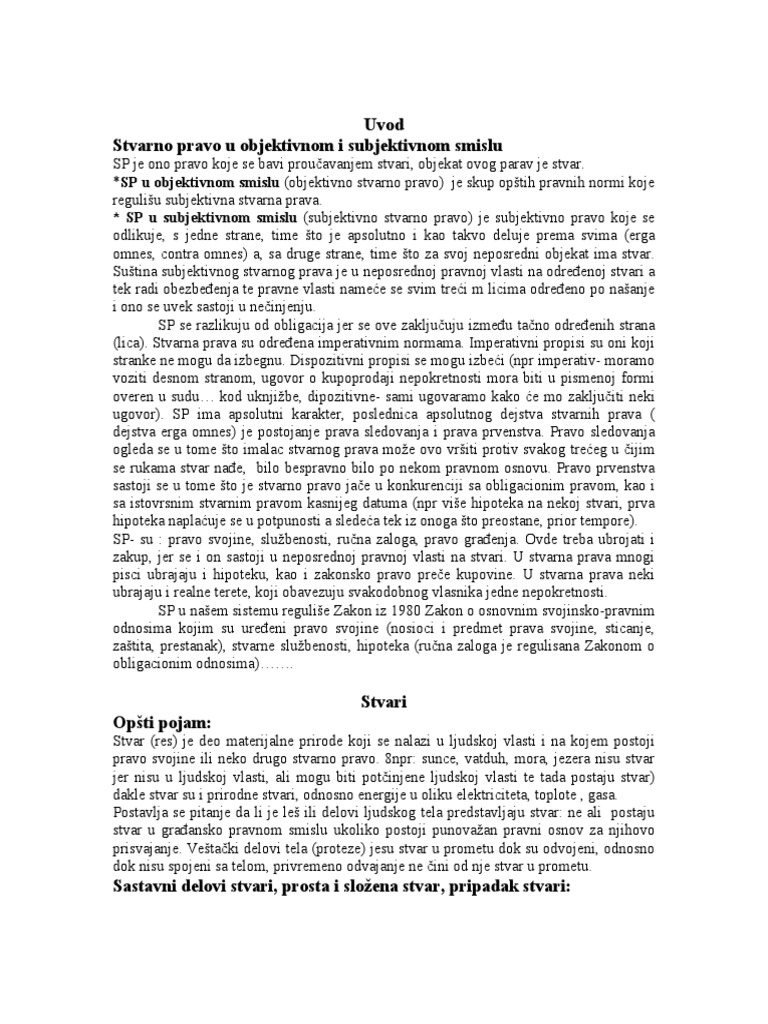 Stvarno Pravo Skripta by Jelena PDF | PDF