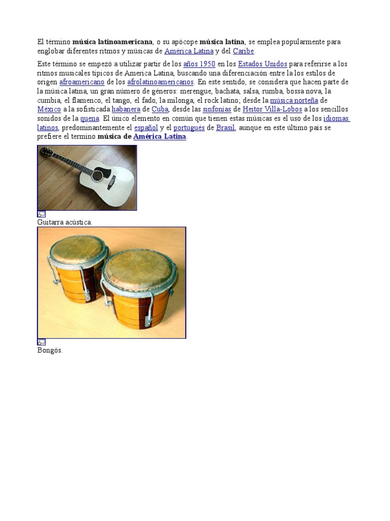 Historia y géneros de la música latinoamericana | PDF | Musica Tango ...