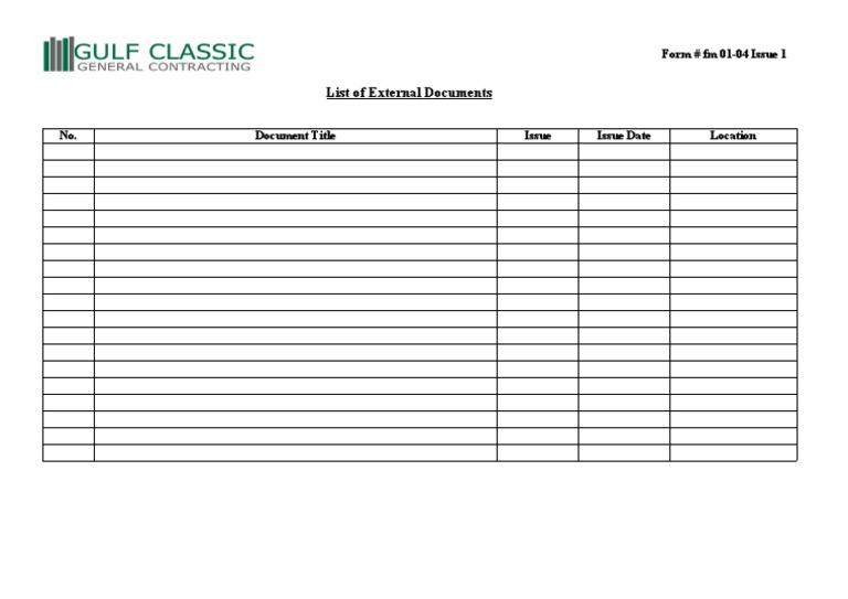 FM 01-04 List of External Documents | PDF