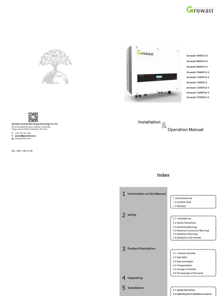 Growatt 7-15k TL3-S User Manual PDF | PDF | Photovoltaic System ...