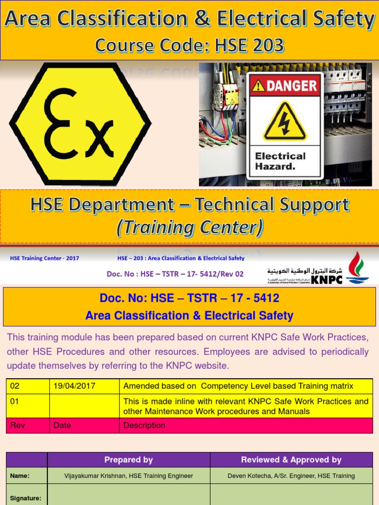 HSE 203 Area Classification and Electrical Safety | PDF | Chemistry ...