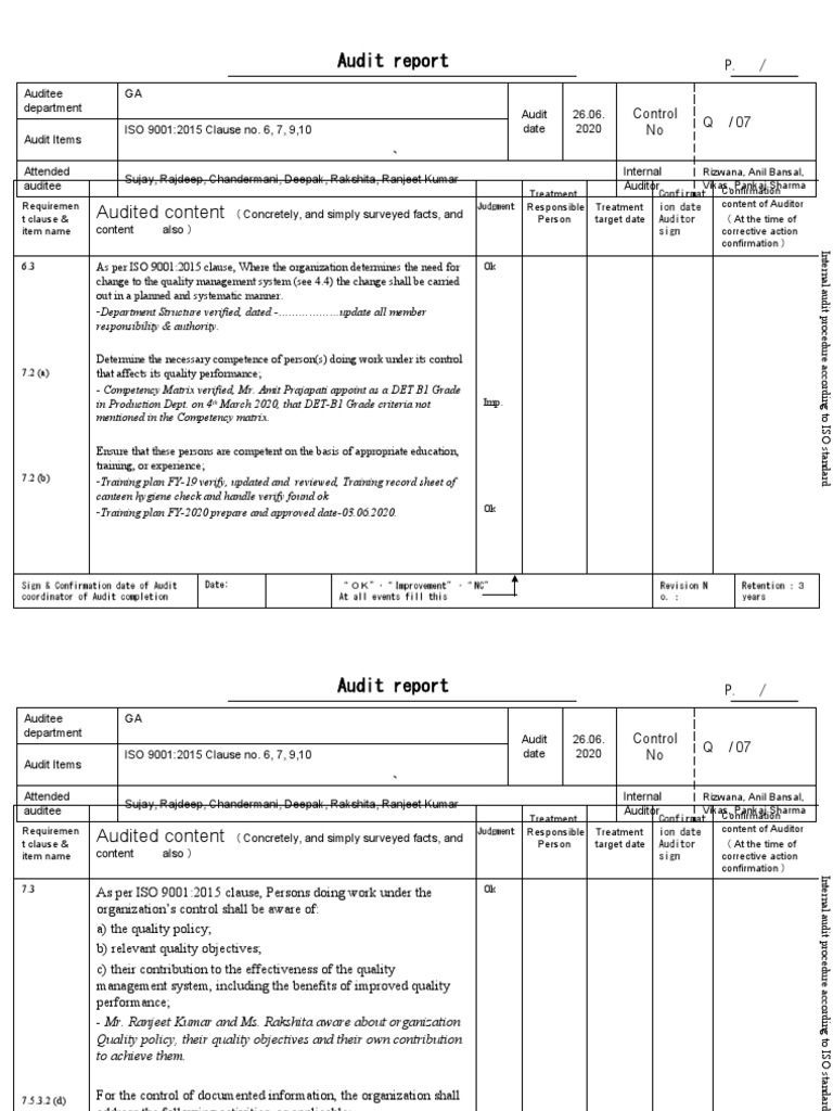 GA Audit Report | PDF | Auditor's Report | Audit