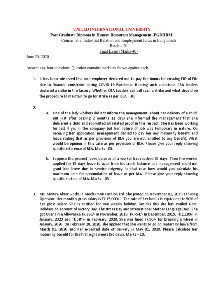 Fianl Questionnaire 20 | PDF | Overtime | Employment