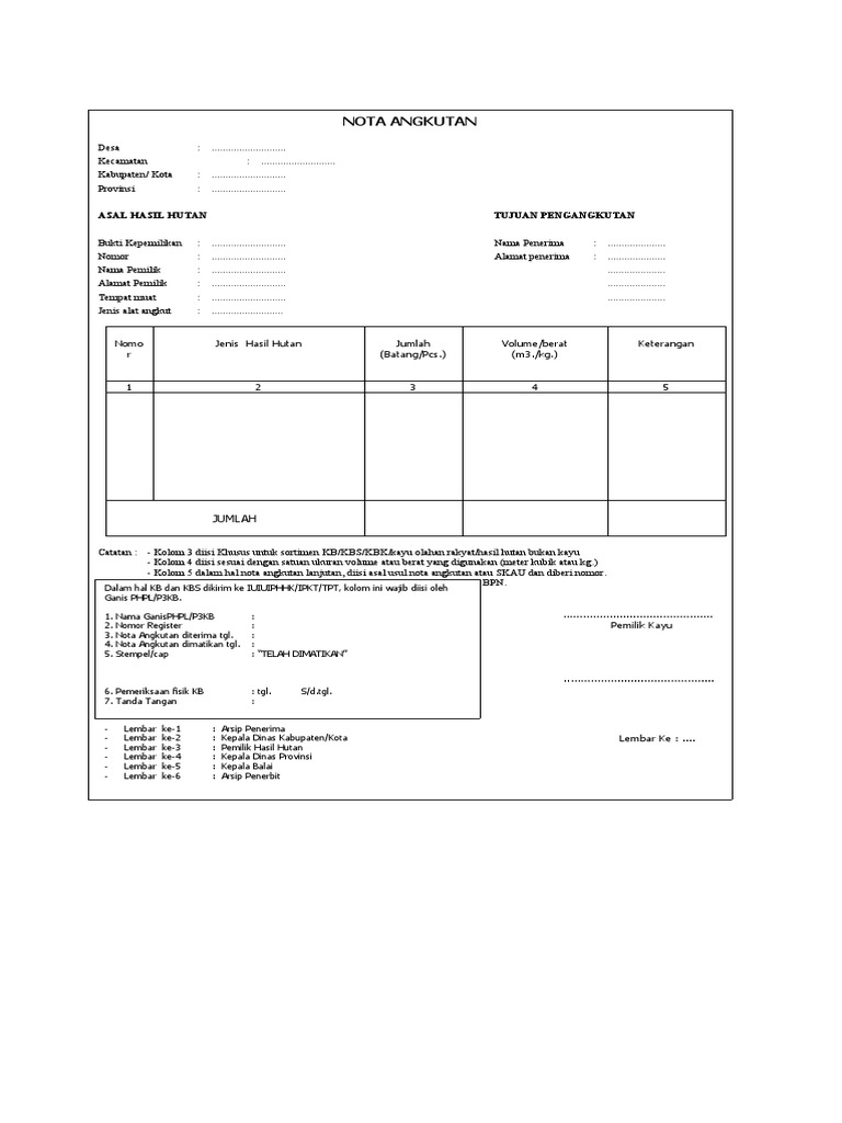 Format Nota Angkutan | PDF