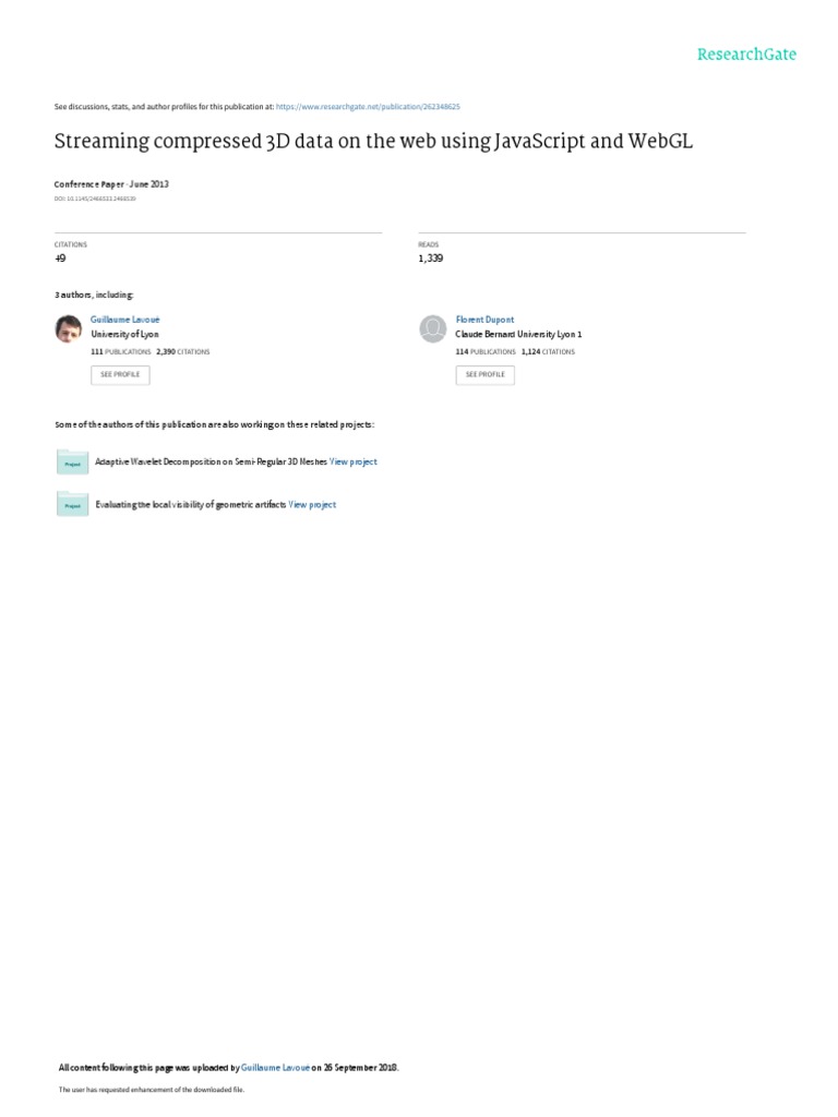 Streaming Compressed 3D Data On The Web Using Javascript and Webgl ...