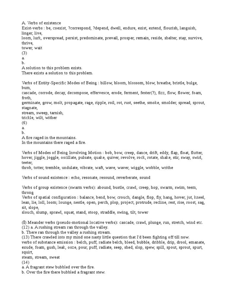 Verbs of Existence and Modes of Being | PDF | Applied And ...