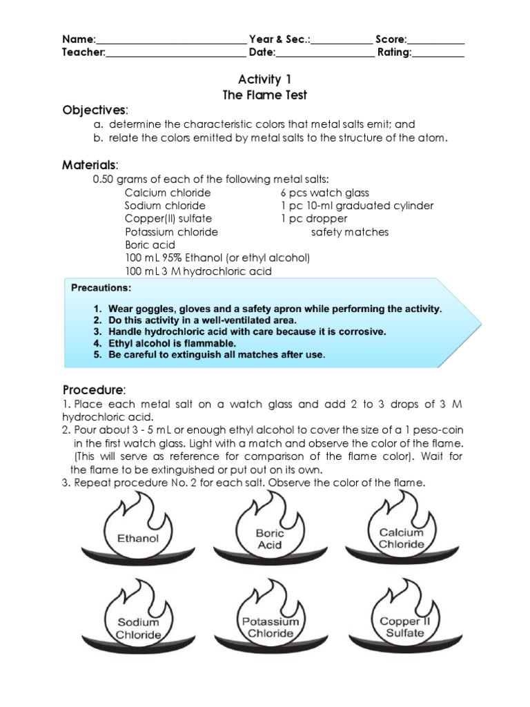 Electronic Structure of Matter Activities | PDF | Salt (Chemistry ...