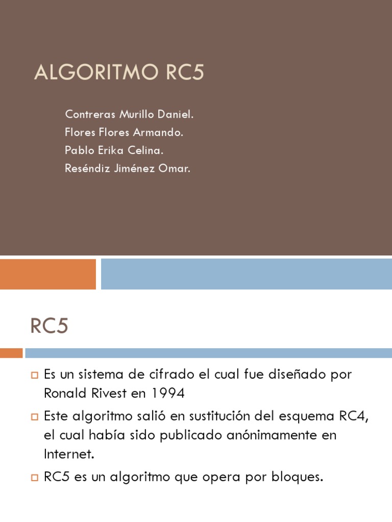 Algoritmo RC5 PDF | Descargar gratis PDF | Criptografía | Informática