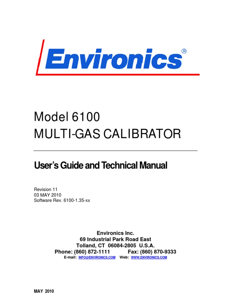 Model 6100 Multi-Gas Calibrator: User's Guide and Technical Manual ...