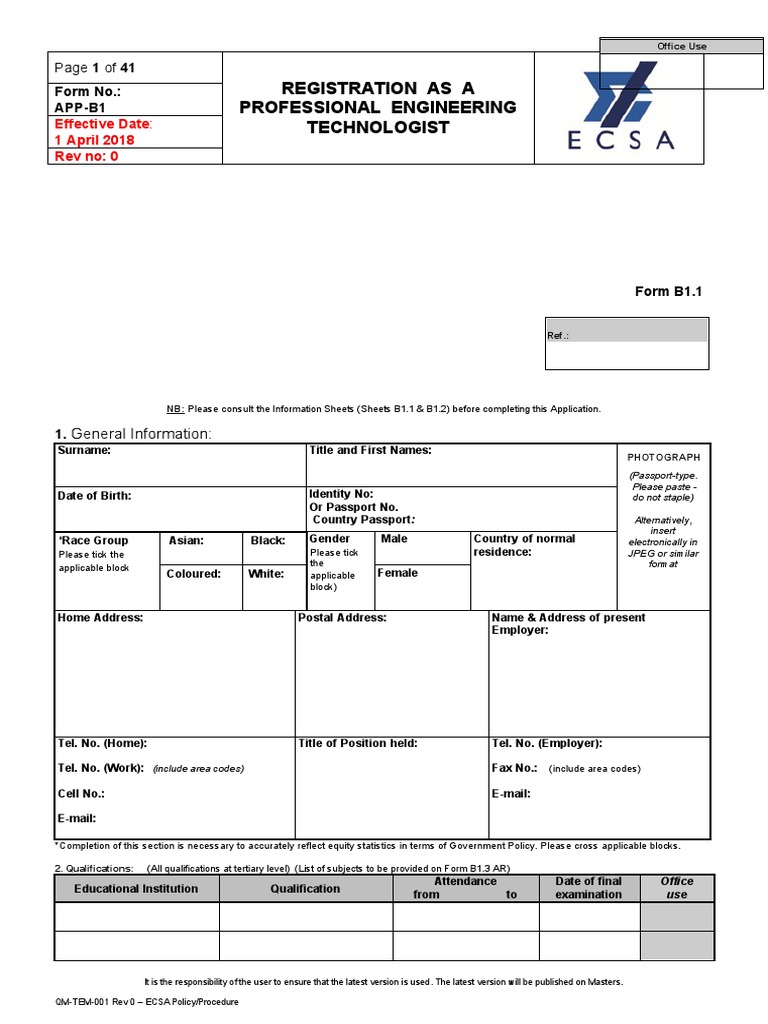 Registration As A Professional Engineering Technologist: Effective Date ...