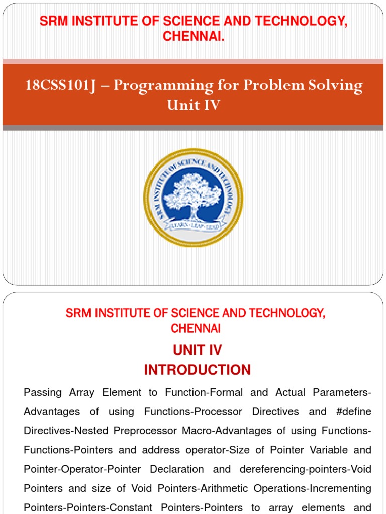 Unit 4 | Descargar gratis PDF | Pointer (Computer Programming) | Data Type