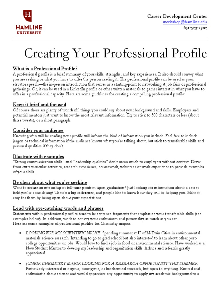 Crafting Your Professional Profile | PDF | Mentorship | Leadership