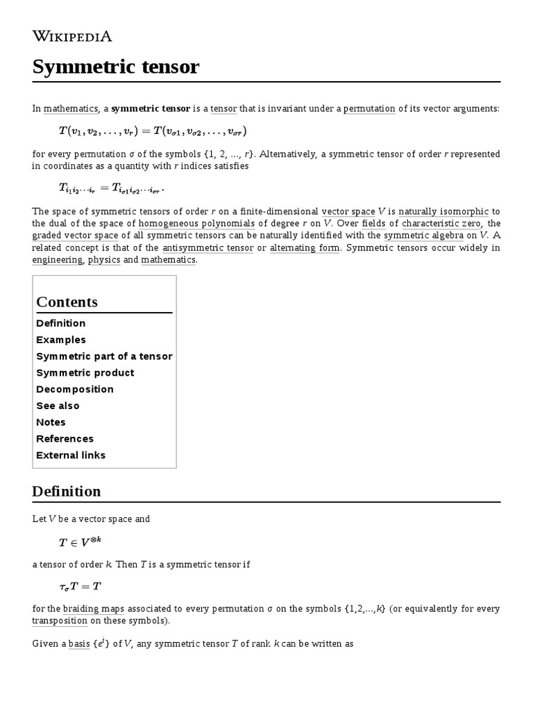 Symmetric Tensor | PDF | Tensor | Space