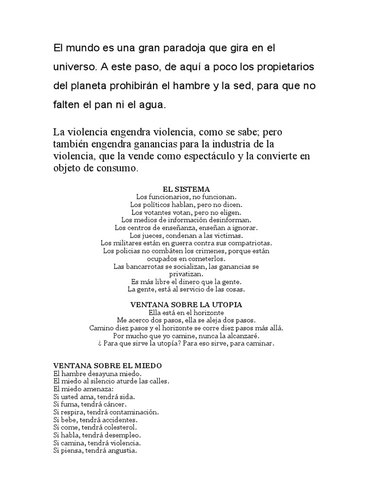 Eduardo Galeano Poemas | PDF | Derecho