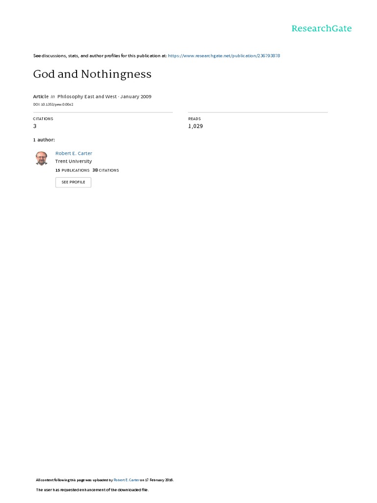 God and Nothingness: Philosophy East and West January 2009 | PDF ...