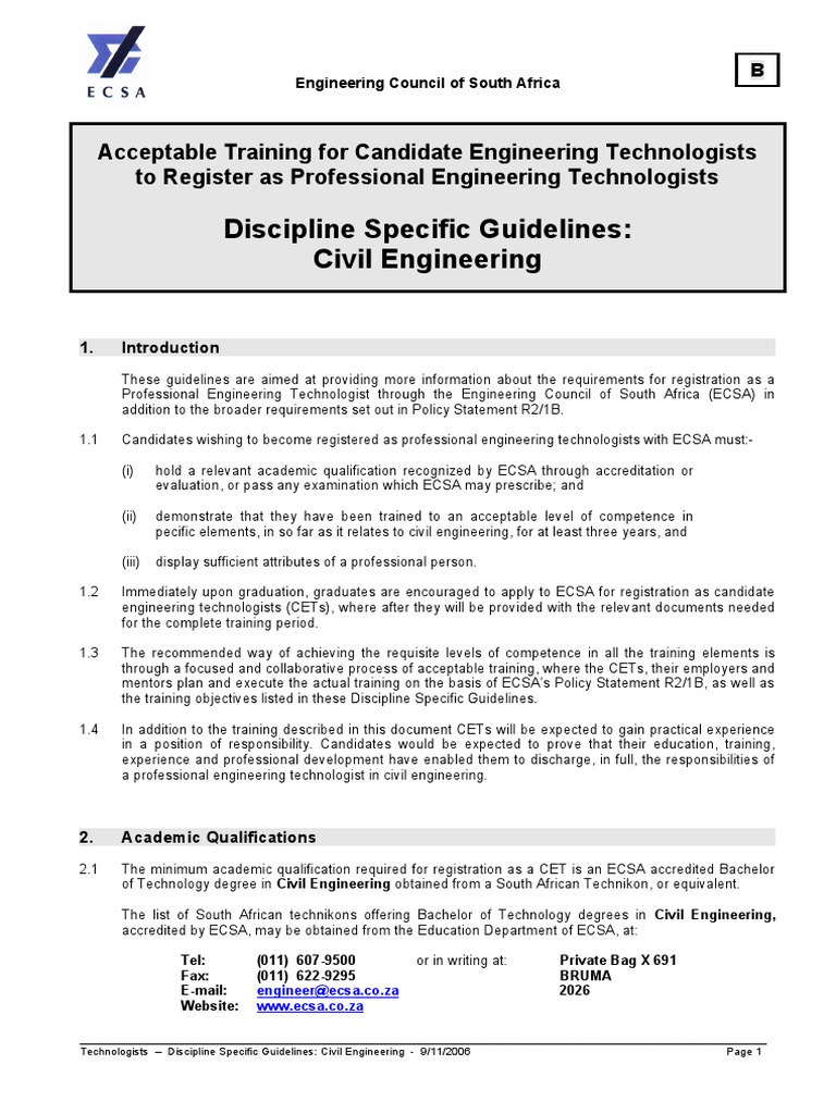 Discipline Specific Guidelines: Civil Engineering | PDF | Engineering ...