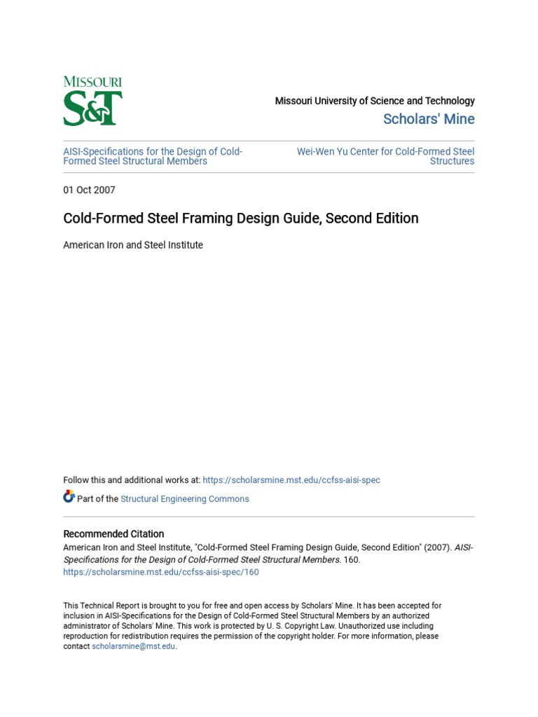 Cold-Formed Steel Framing Design Guide Second Edition | PDF | Buckling ...
